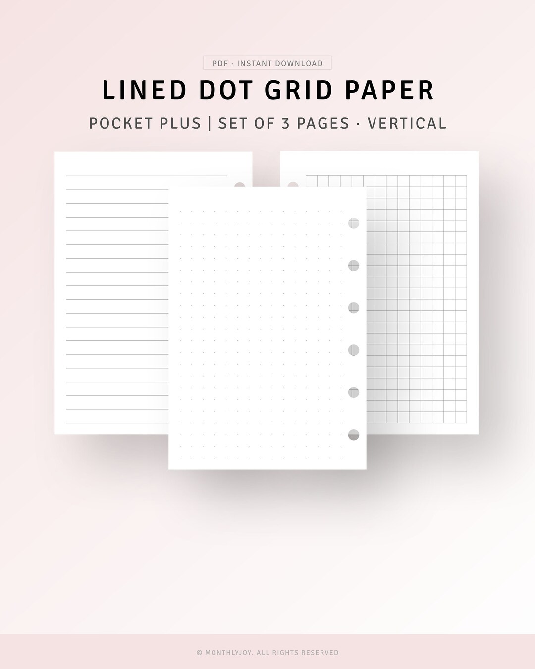 Lined Dot Grid Notes Pocket Plus Inserts Printable, Student Lecture ...
