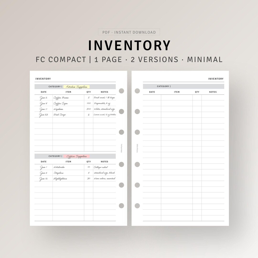 Inventory Tracker Template Printable Vertical Inventory Management ...