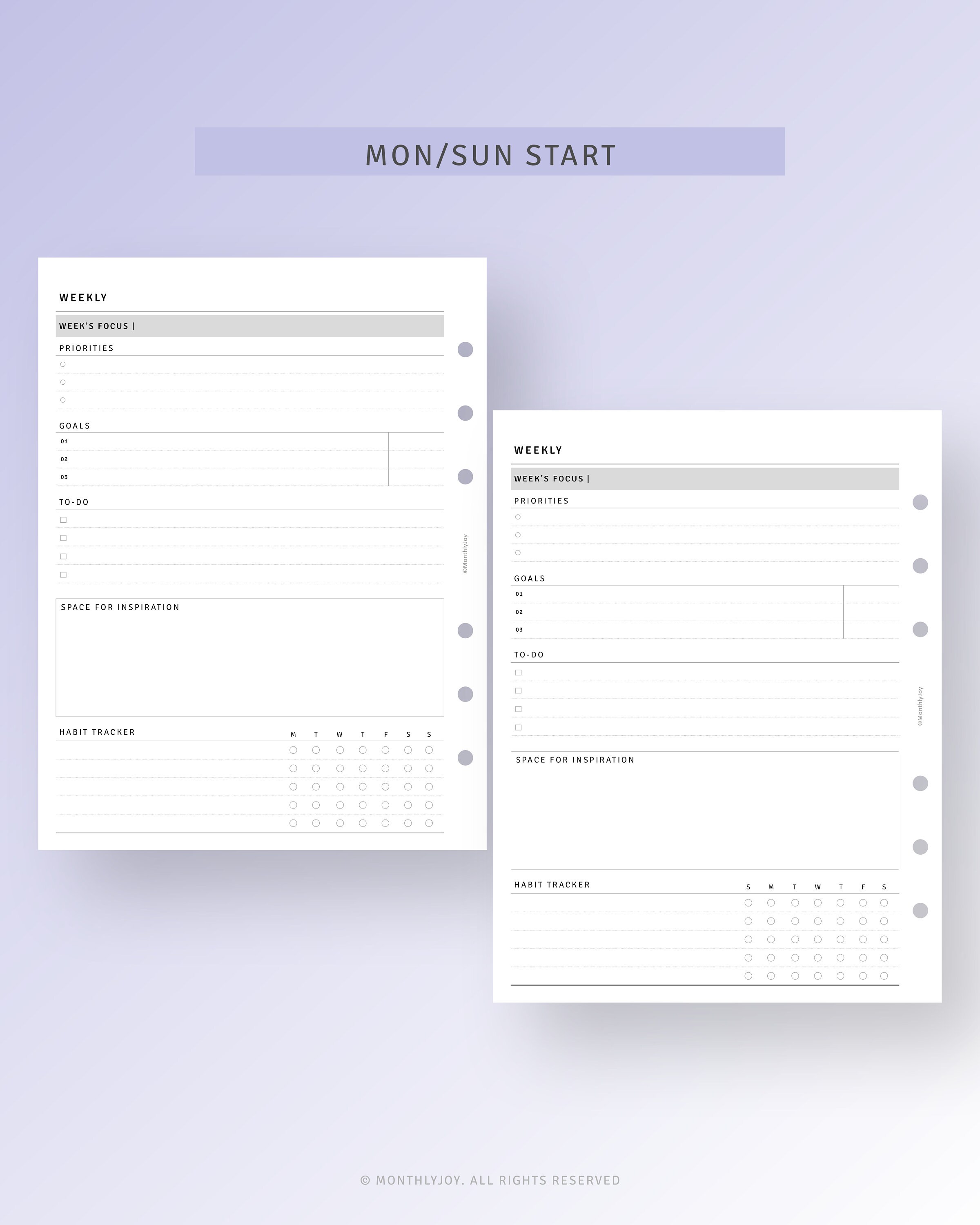 Weekly Planner Printable B6 Ring Inserts Week on 2 Pages to - Etsy