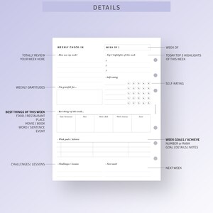 Weekly Reflection Template Printable B6 Inserts, Week in Review, Goal ...