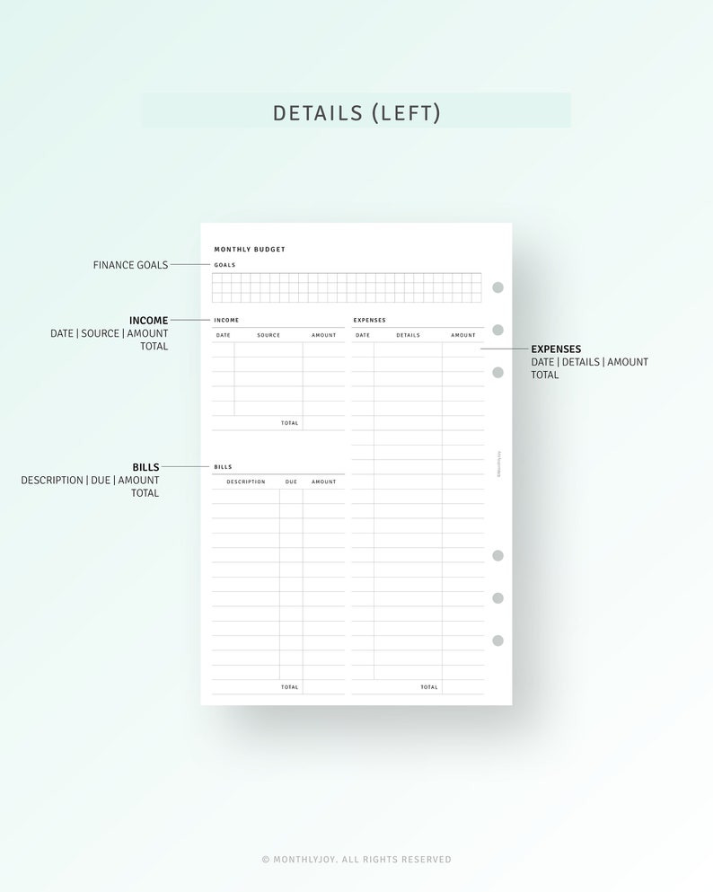 Budget Planning Printable Income Expense Tracker, Monthly Bill ...