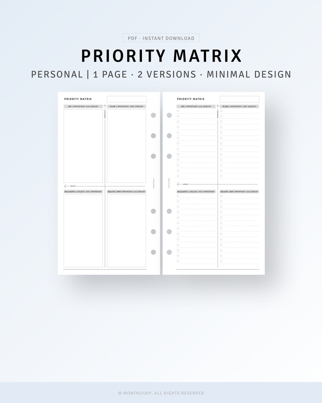 Personal, Priority Matrix Printable Template Decision Matrix ...
