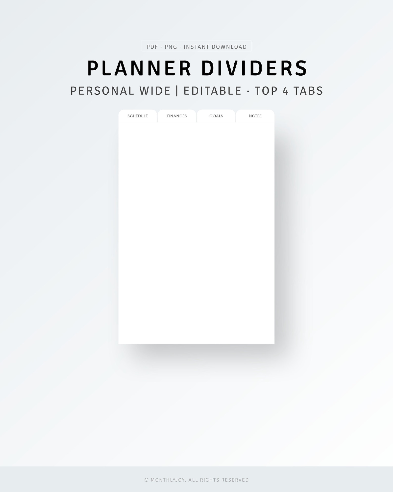 Planner Dividers Personal Wide Printable PDF, PNG Editable Planner ...