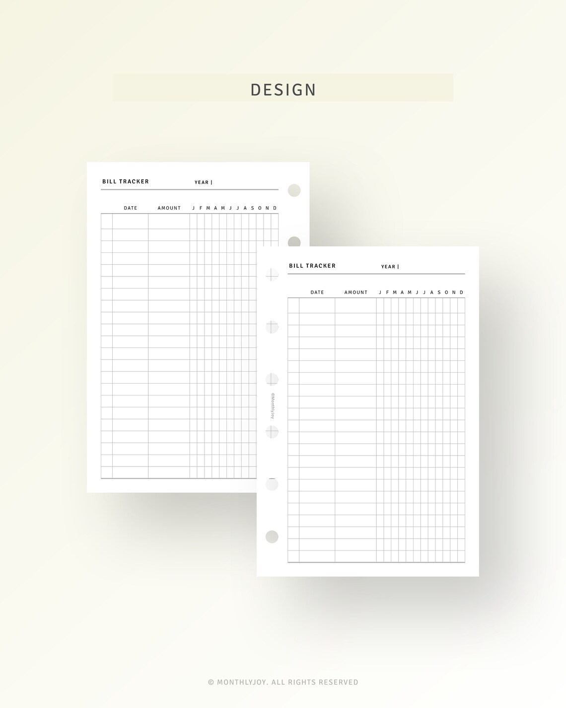 Bill Tracker Pocket Ring Inserts Printable Annual Payment - Etsy