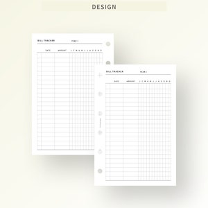 Bill Tracker Pocket Ring Inserts Printable Annual Payment - Etsy