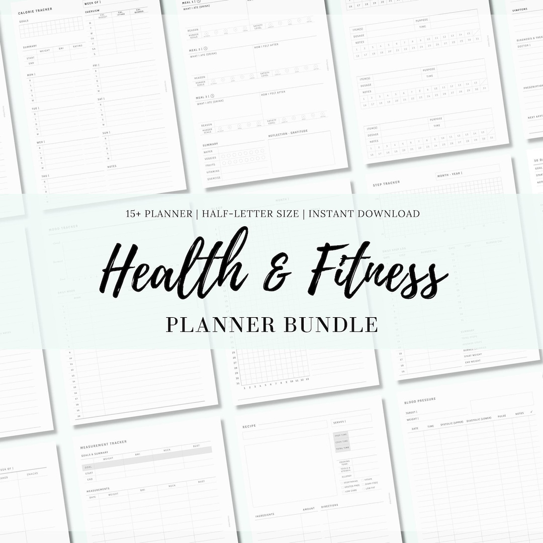 18+ Fitness Health Inserts Half-letter Pack Printable Workout Tracker ...