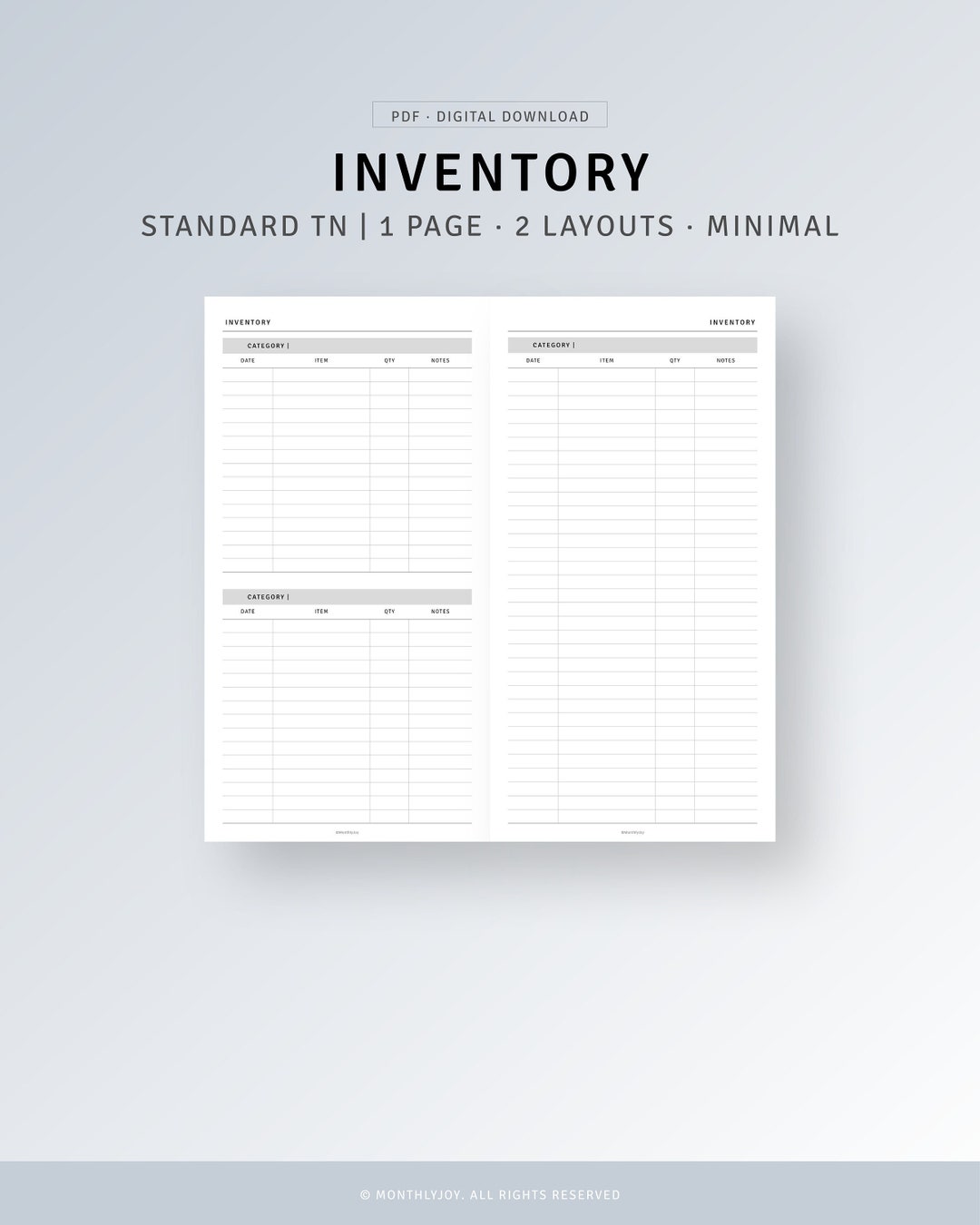 TN STANDARD | Inventory List Template Printable Inventory Organizer ...