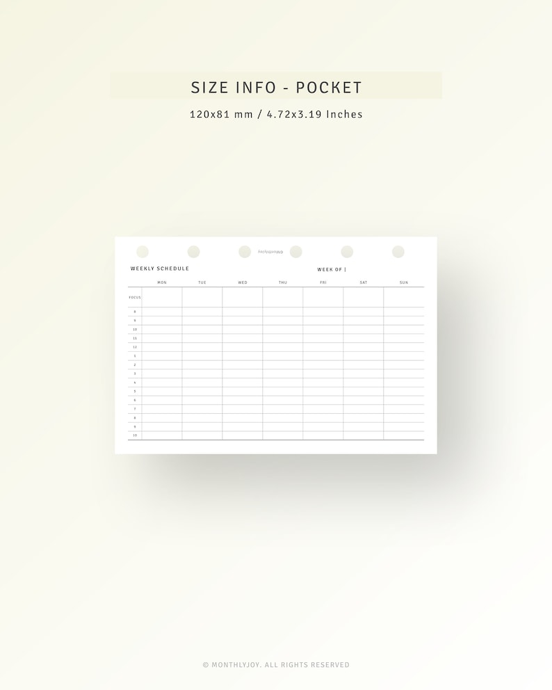 Weekly Schedule Template Pocket Size Inserts Undated Weekly | Etsy