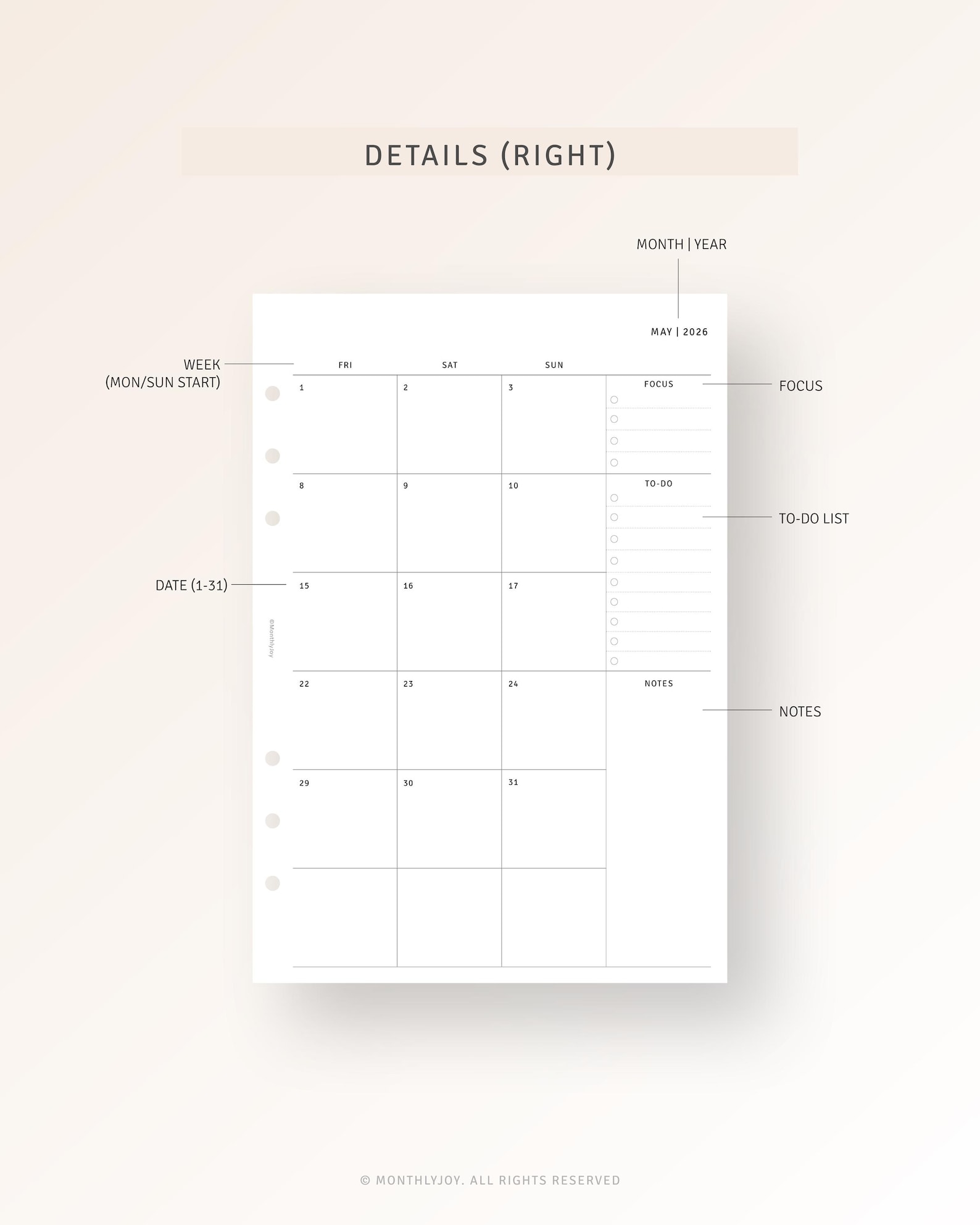 2026 A5 Monthly Planner Printable Dated Calendar Inserts Refills ...