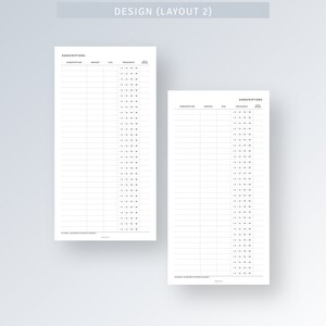 STANDARD TN | Subscription Tracker Printable Inserts, Payment Budget ...