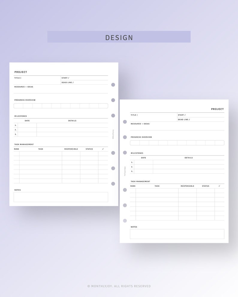 Project Planner Printable B6 Inserts Project Tracker Task - Etsy