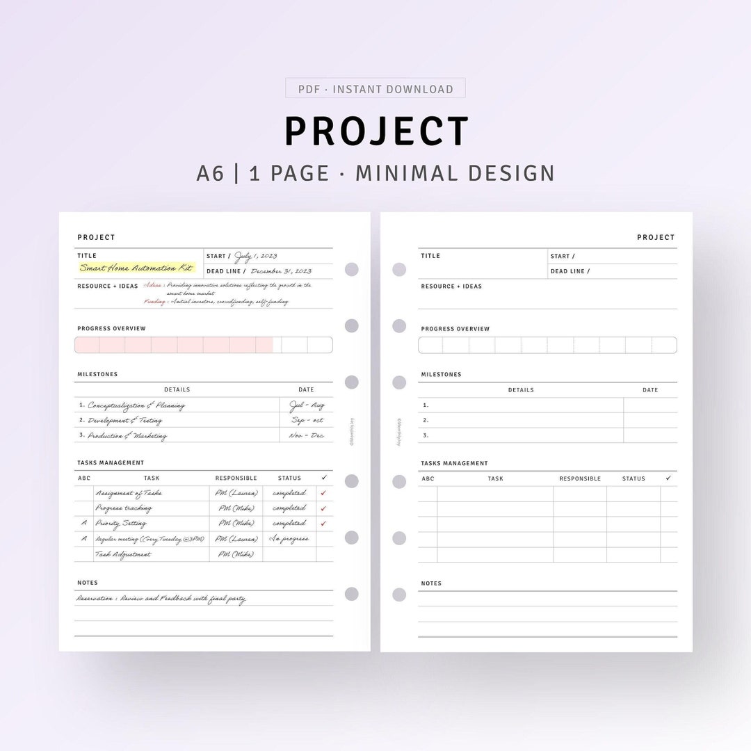 Project Planner Printable Team Meeting Schedule Management, Work ...