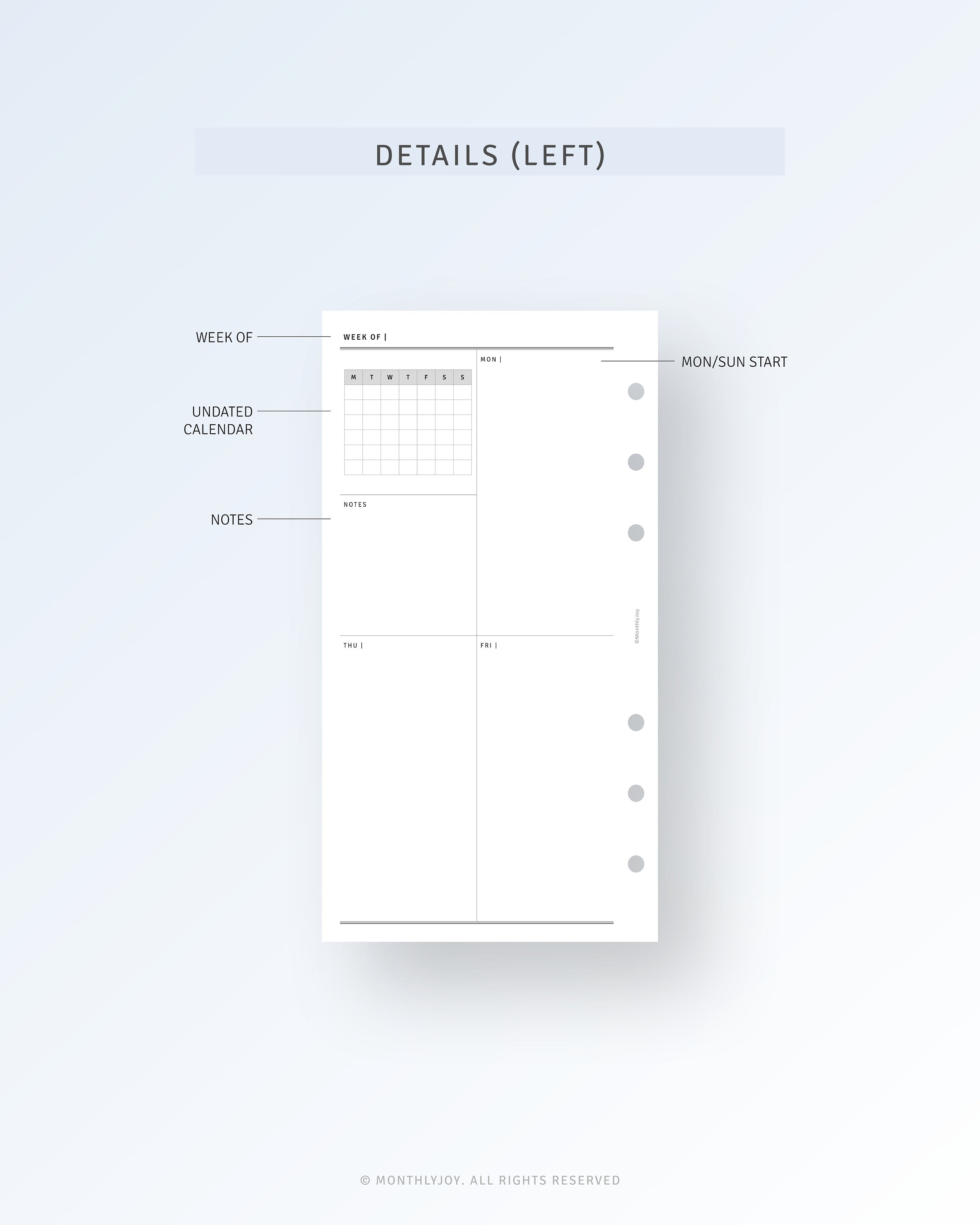 Personal Size, Weekly Planner Template With Calendar Printable Weekly ...