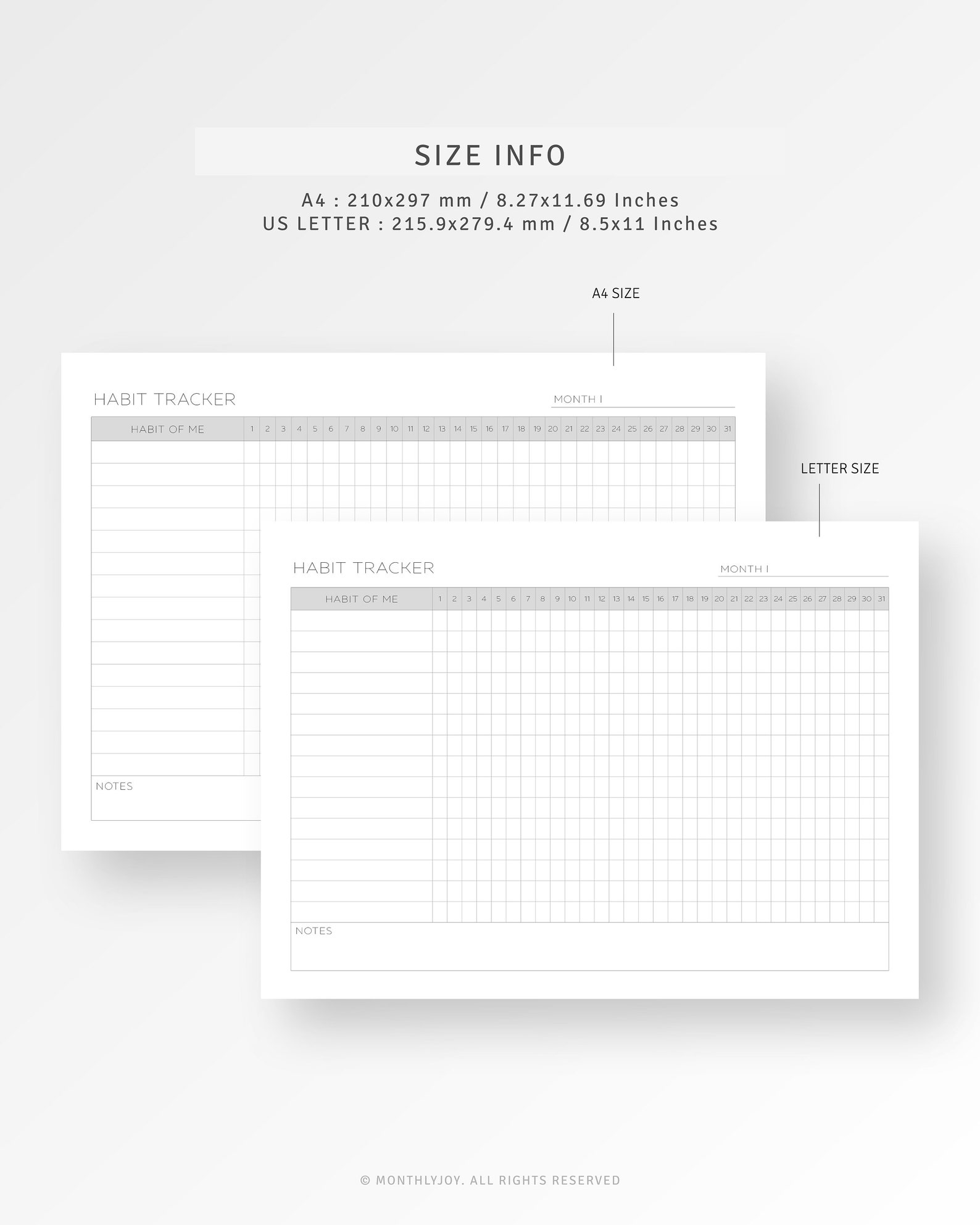 Printable Habit Tracker Template A4 Planner US Letter Size - Etsy