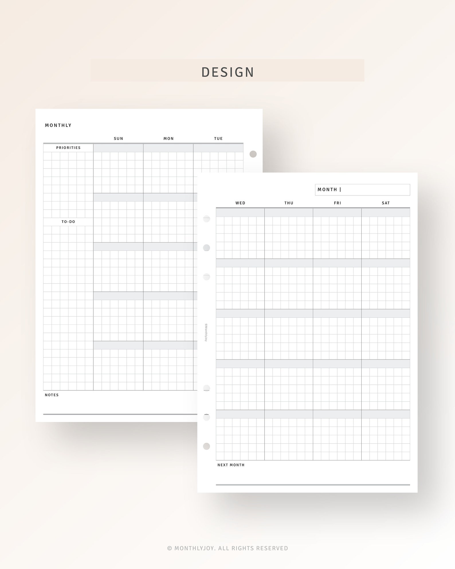 Undated Monthly Planner A5 Inserts Printable Monthly - Etsy