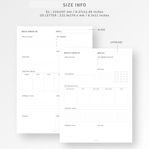 Daily Reflection Weekly Review A4, Letter Binder Printable Monthly ...