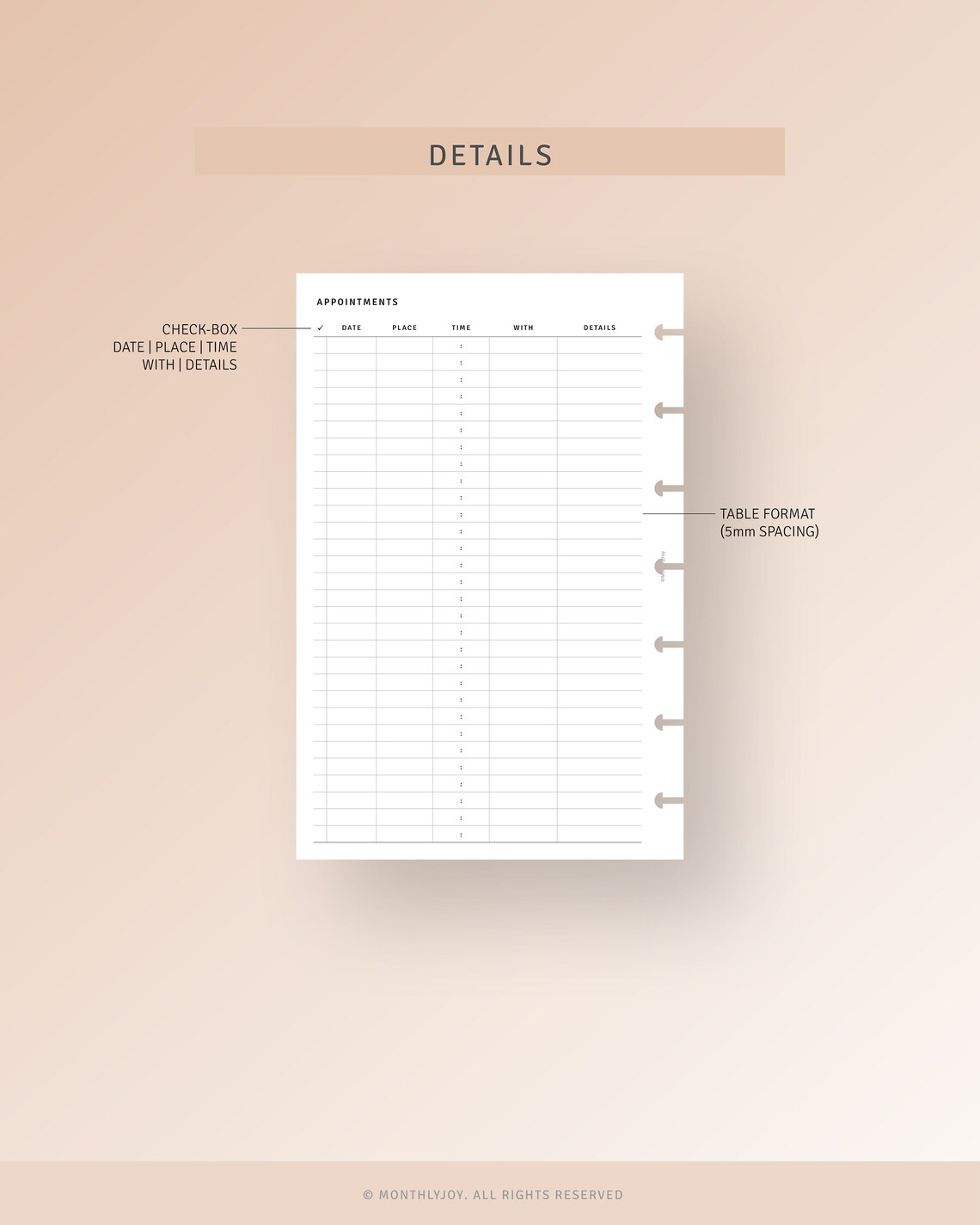 Appointments Tracker Printable Happy Planner Mini Inserts, Appointment ...