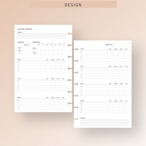 Daily Calorie Tracker HP Mini Inserts Printable Food Diary Journal ...