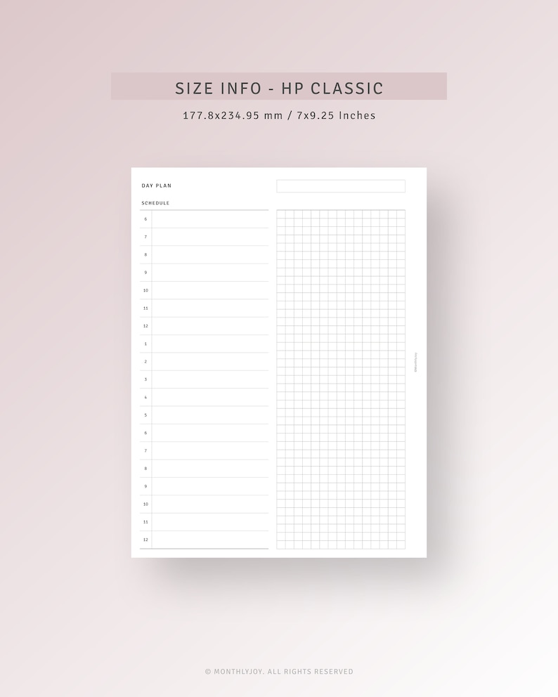 HP Classic, Simple Daily Planner Printable Day on 2 Pages, to Do List ...