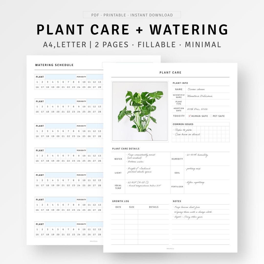Plant Care Journal A4/letter Size Printable Garden Journal Template ...