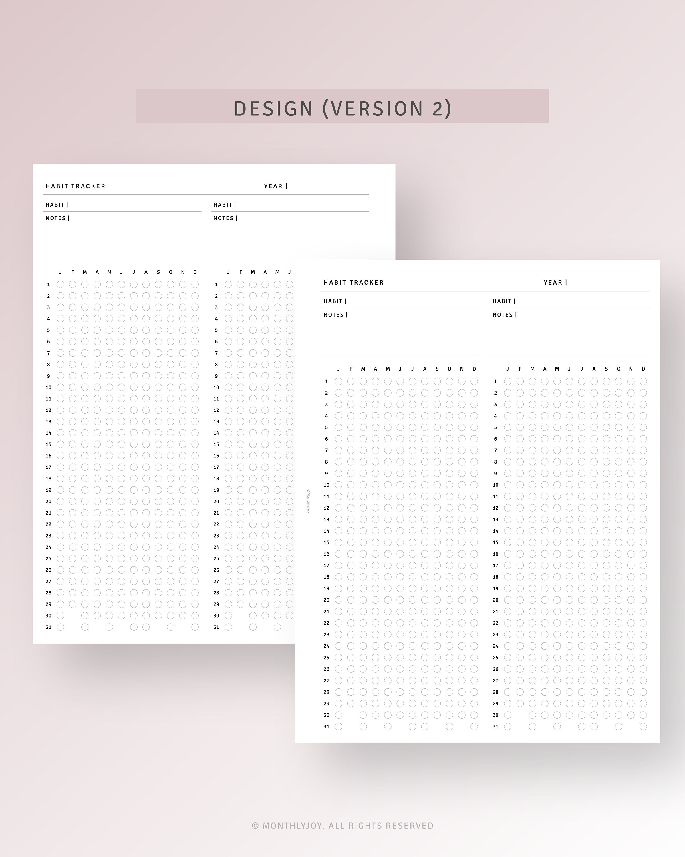 Habit Tracker Printable HP Classic Ring, A Year in Pixel, Daily Routine ...