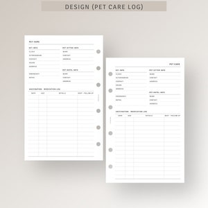 Pet Planner Printable FC Compact Inserts, Cat Puppy Health Records, Pet ...