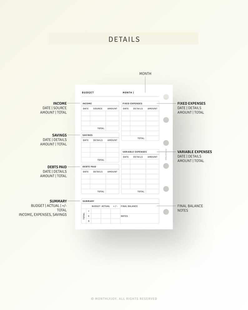 Monthly Budget Planner Printable Pocket Size, Income Expense Tracker ...