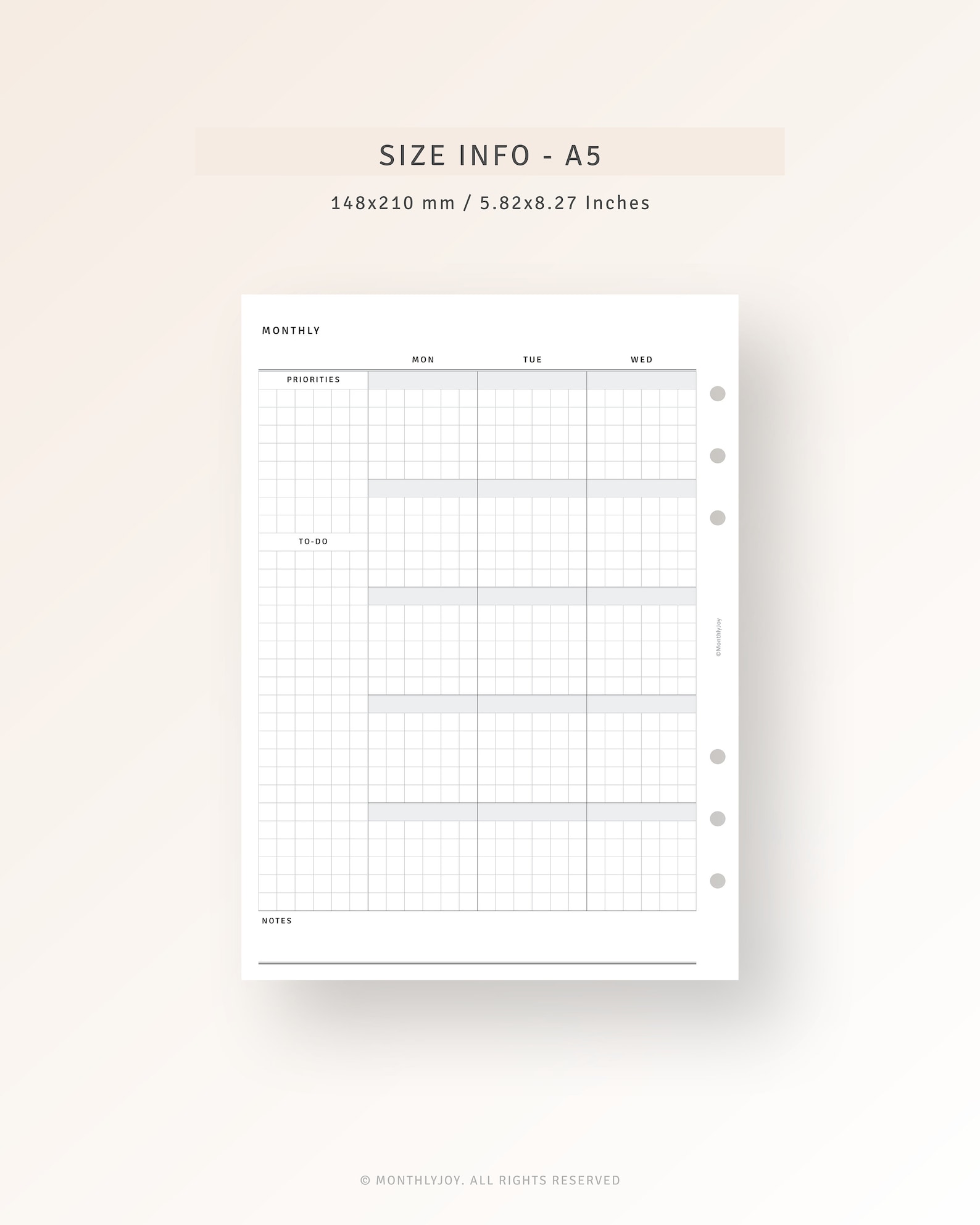 Undated Monthly Planner A5 Inserts Printable Monthly - Etsy