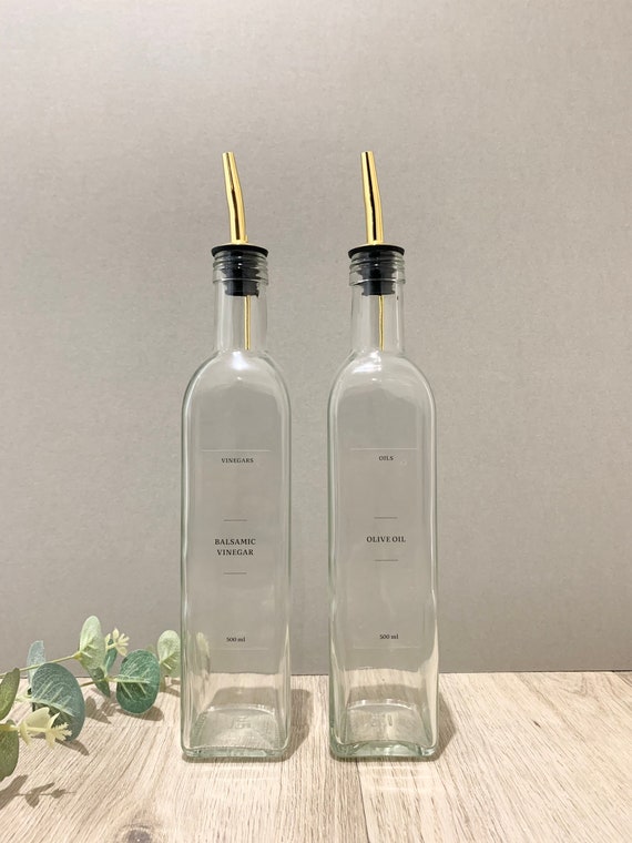 Personalised CLEAR LABEL Glass Oil Pourer Bottle Vinegar Olive | Etsy