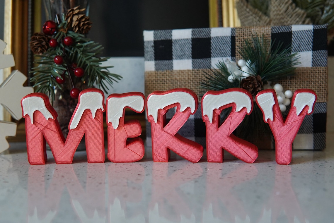 Merry Christmas Stl File Digital Download - Holiday - Snowy - Decor - Etsy