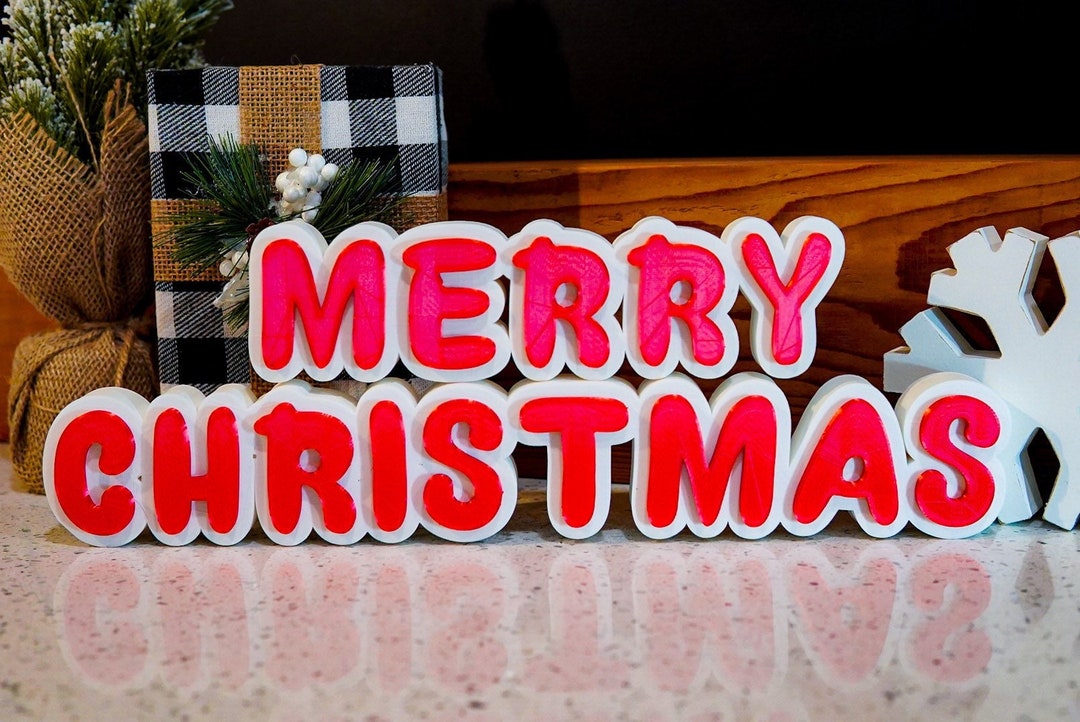 Merry Christmas Stl File Digital Download - Holiday - Decor ...