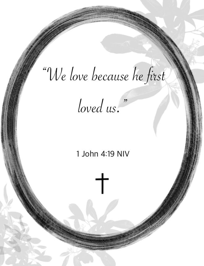 SAMPLE POSTER | 1 John 4:19 NIV Wall Art | Scripture | Modern Christian ...