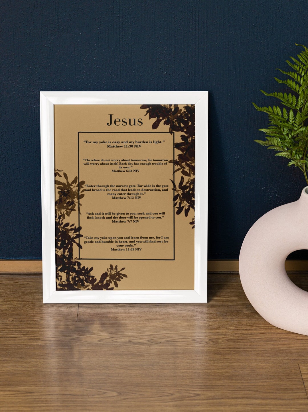 Jesus Quotes Wall Decor Bible Verses Print and Frame Christian Home ...