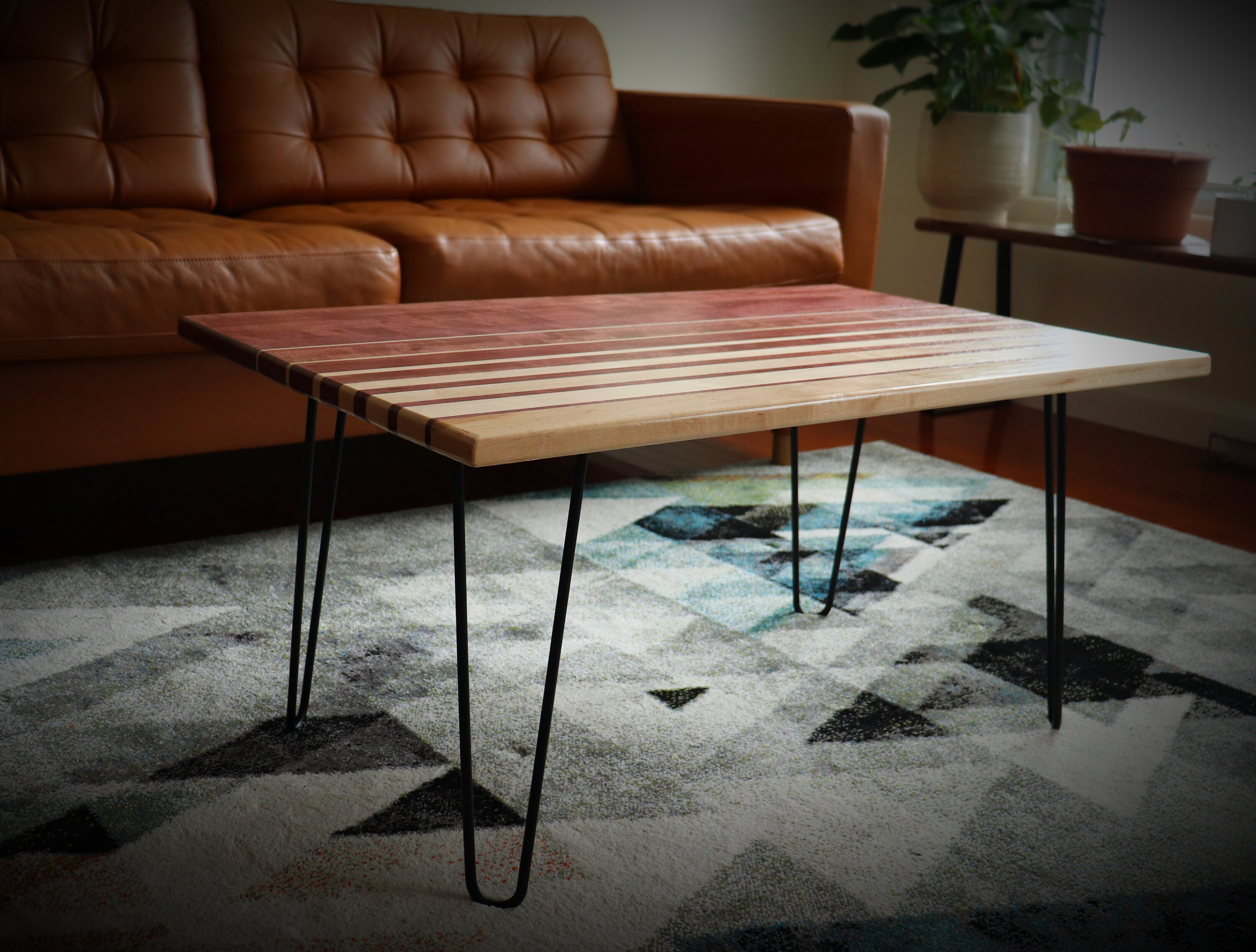 Coffee Table Purple Heart & Maple Wood 3 X 2 Feet 17in Tall - Etsy Norway