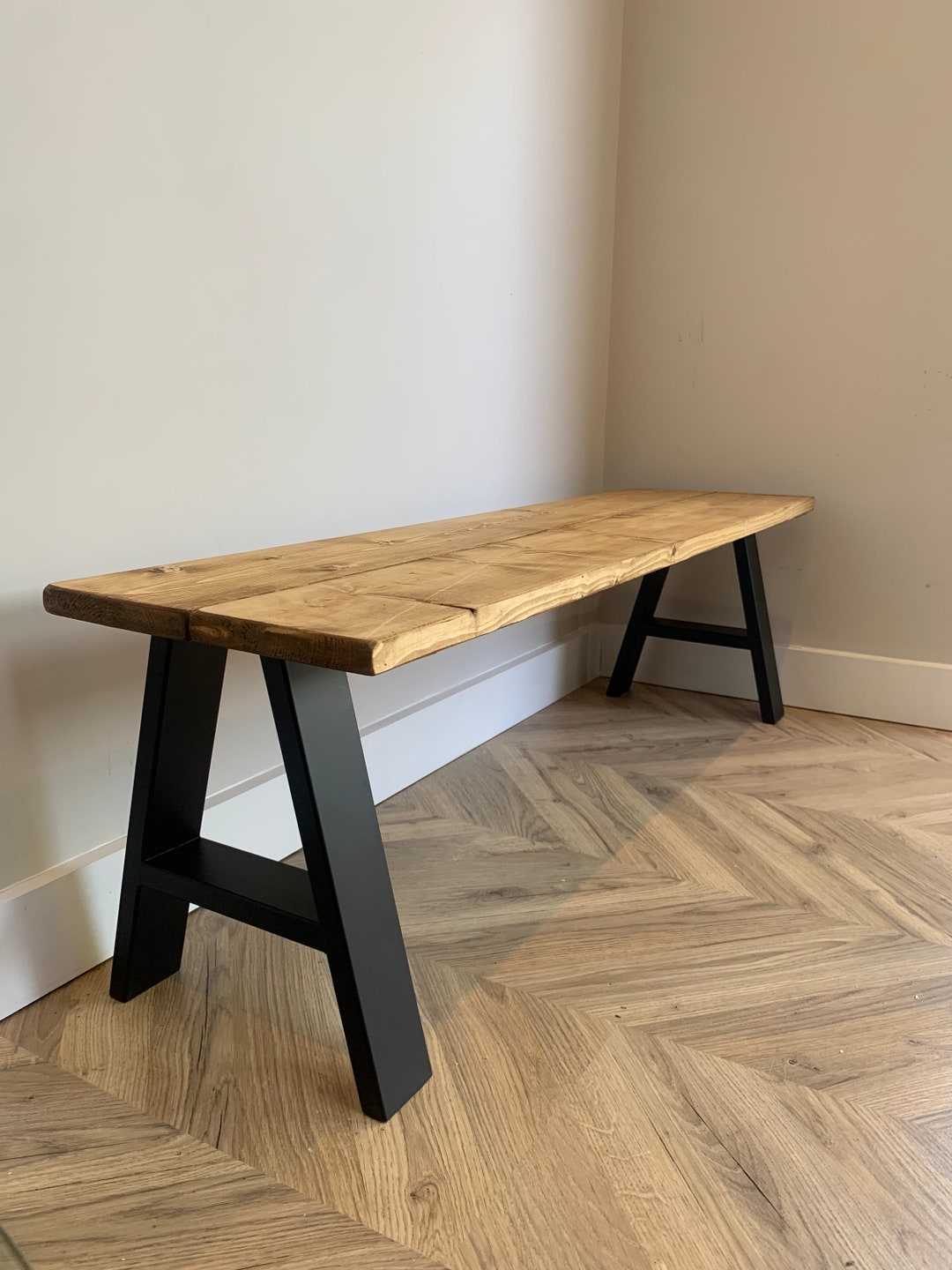 Bench. A-frame Steel Legs . Industrial Style. Rustic. Scandinavian ...