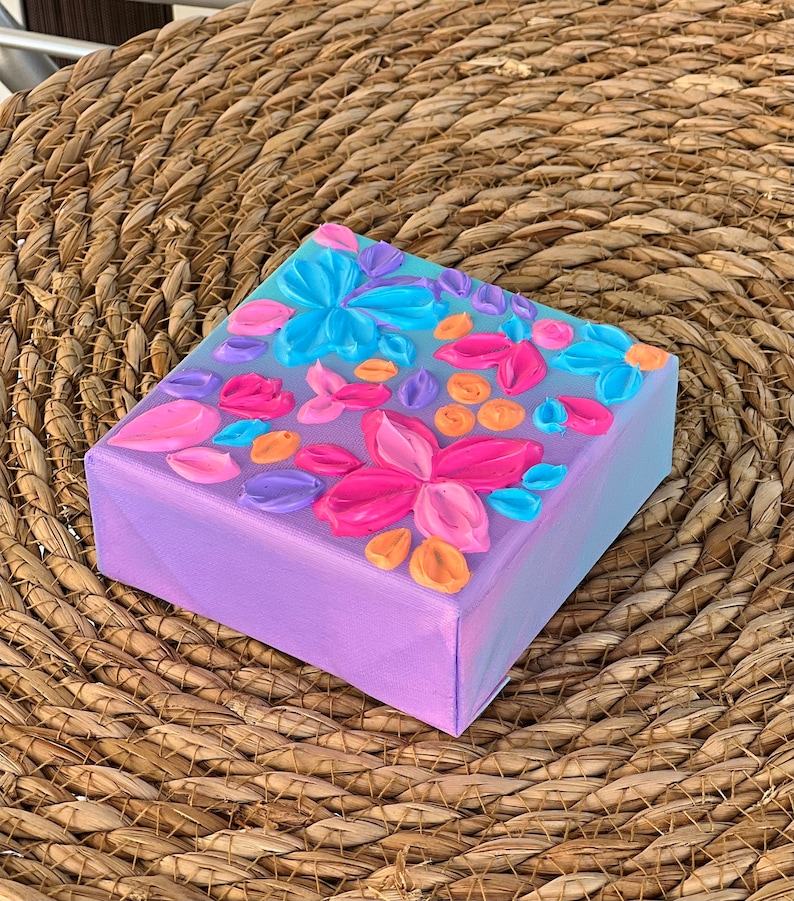 Cheerful Petals 3D Mini Textured Floral Painting, Textured Flower Art ...