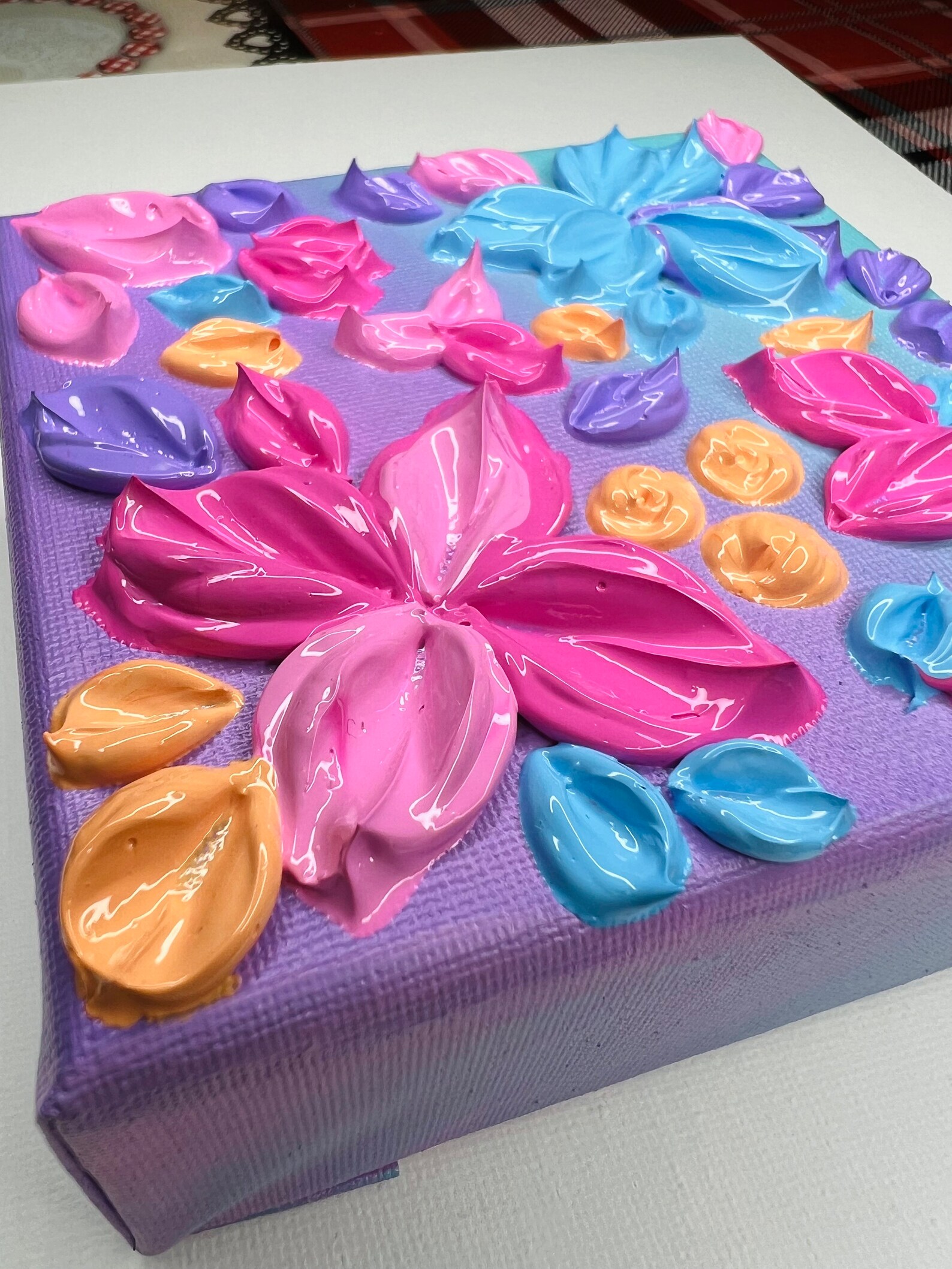 Cheerful Petals 3D Mini Textured Floral Painting, Textured Flower Art ...