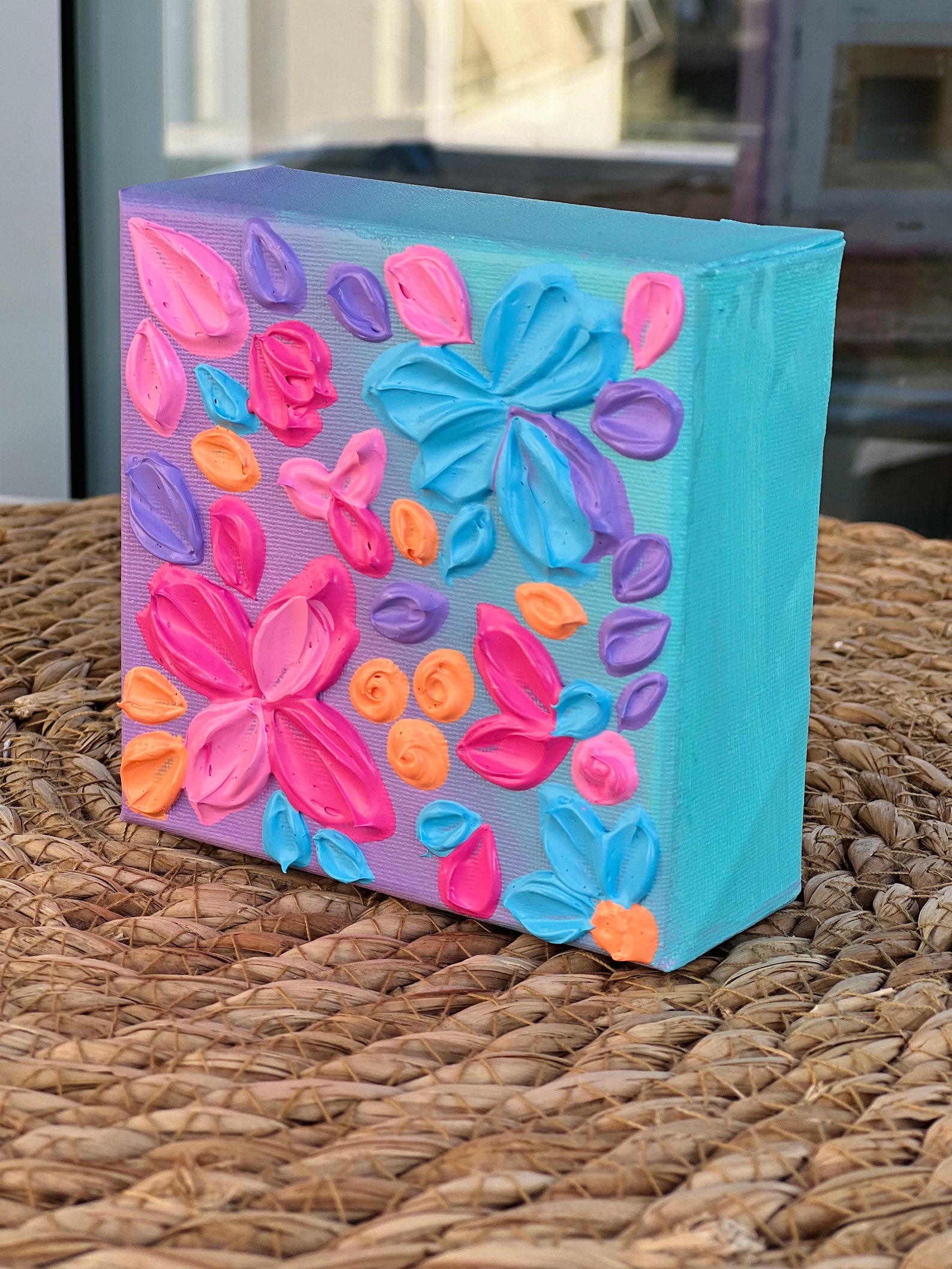 Cheerful Petals 3D Mini Textured Floral Painting, Textured Flower Art ...
