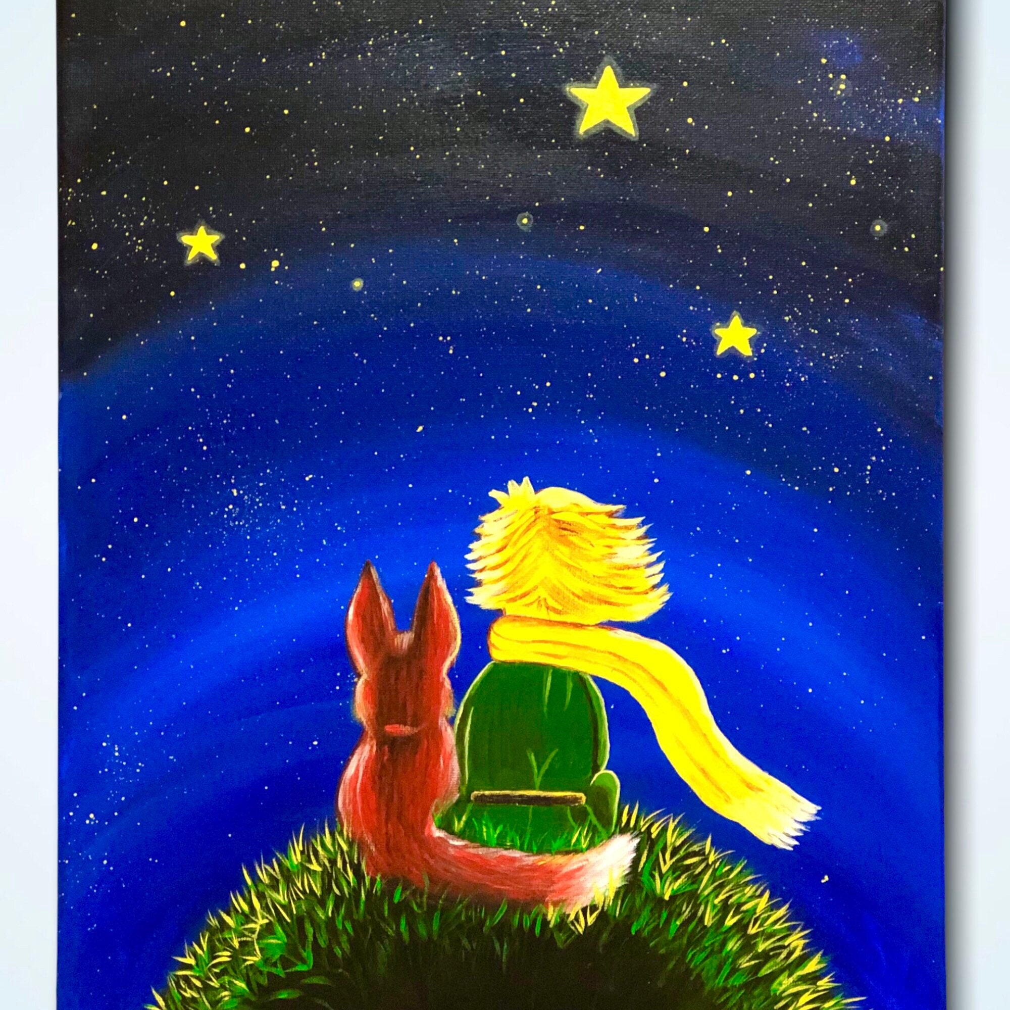 Little Prince and the Fox Acrylic Painting Le Petit Prince - Etsy