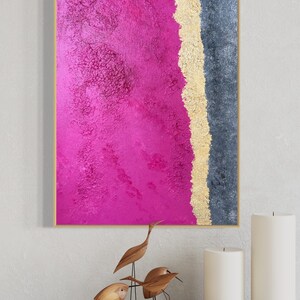 Pink & Gold Abstract Painting, Textured Contemporary Wall Art - Etsy