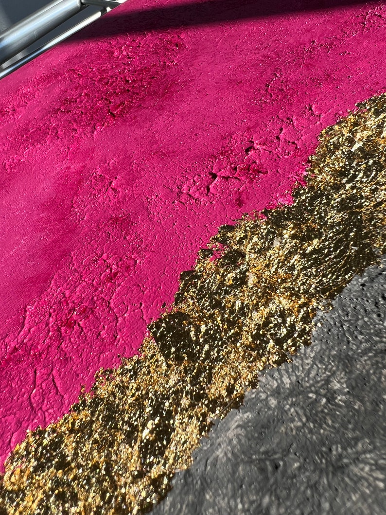 Pink & Gold Abstract Painting, Textured Contemporary Wall Art - Etsy