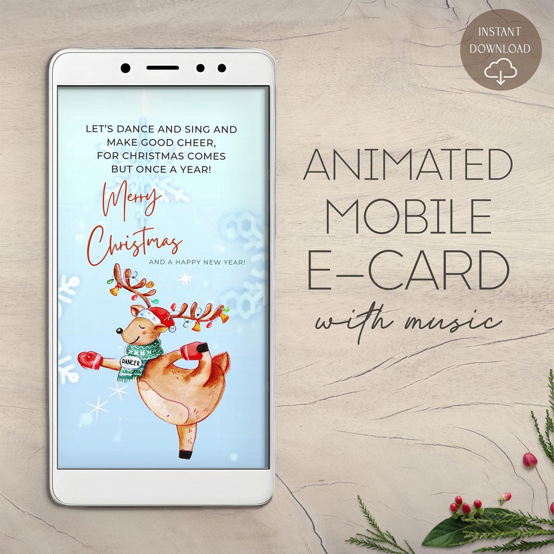 Yoga Reindeer Animated Christmas Card Meditative Christmas Presents E ...