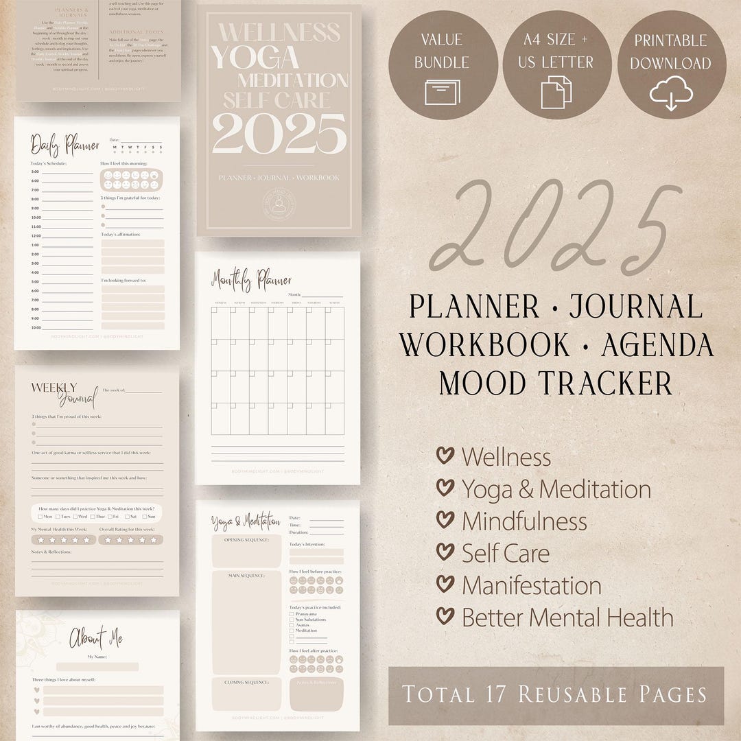 2025 Wellness Planner | 2025 Self Care Journal | 2025 Mood Tracker ...