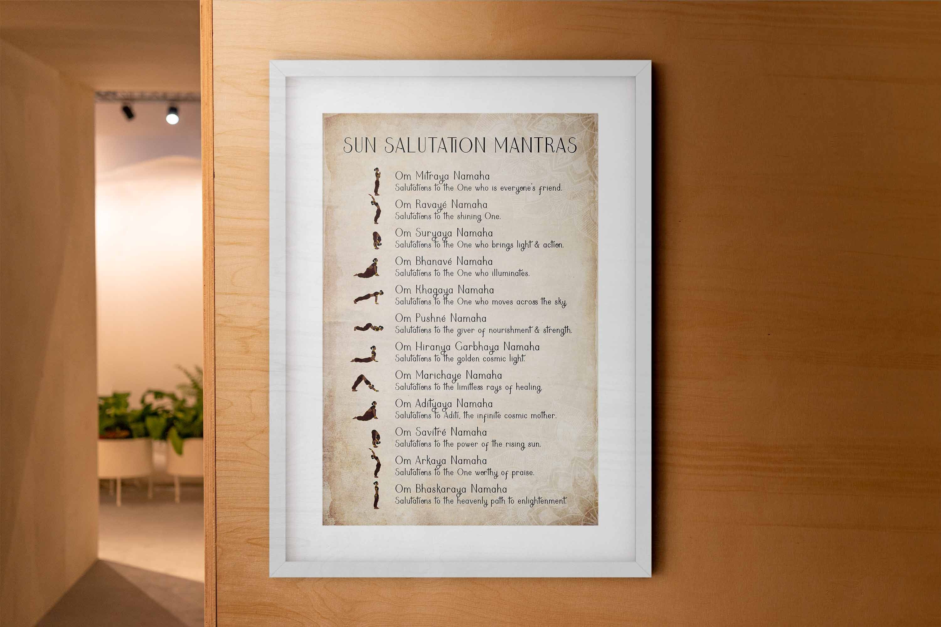 Sun Salutation Mantras Surya Namaskar Mantras Yoga Wall - Etsy