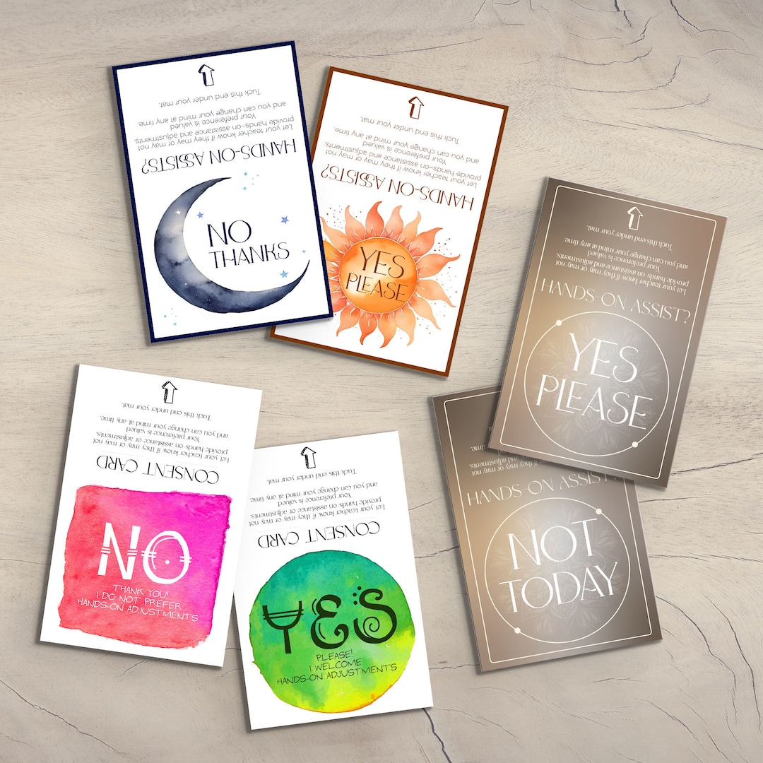 Yoga Consent Cards | Assist Cards for Yoga Teachers in Yoga Classes ...