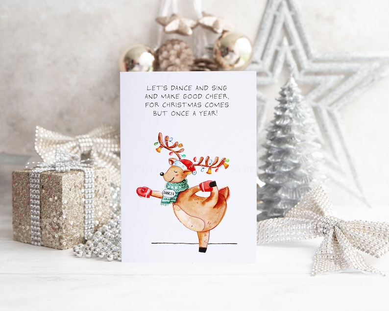 Reindeer Yoga Christmas Card Yoga Holiday Card Yoga Greeting Card Lord ...