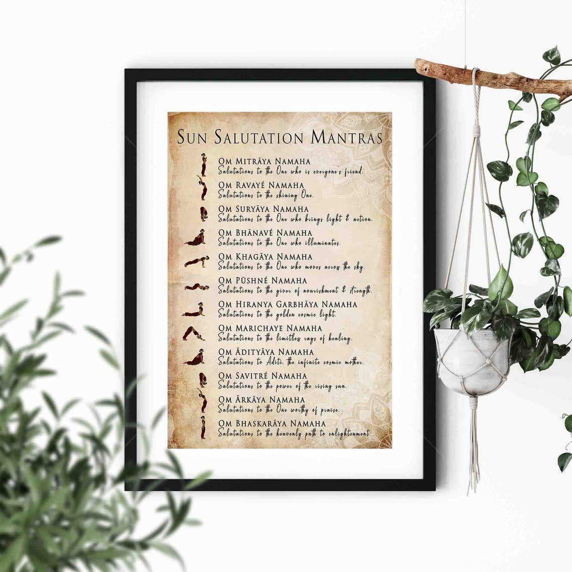 Sun Salutation Mantras Surya Namaskar Mantras Sanskrit - Etsy