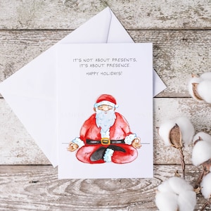 Santa Claus Yoga Christmas Card Yoga Holiday Card Yoga Greeting Card ...