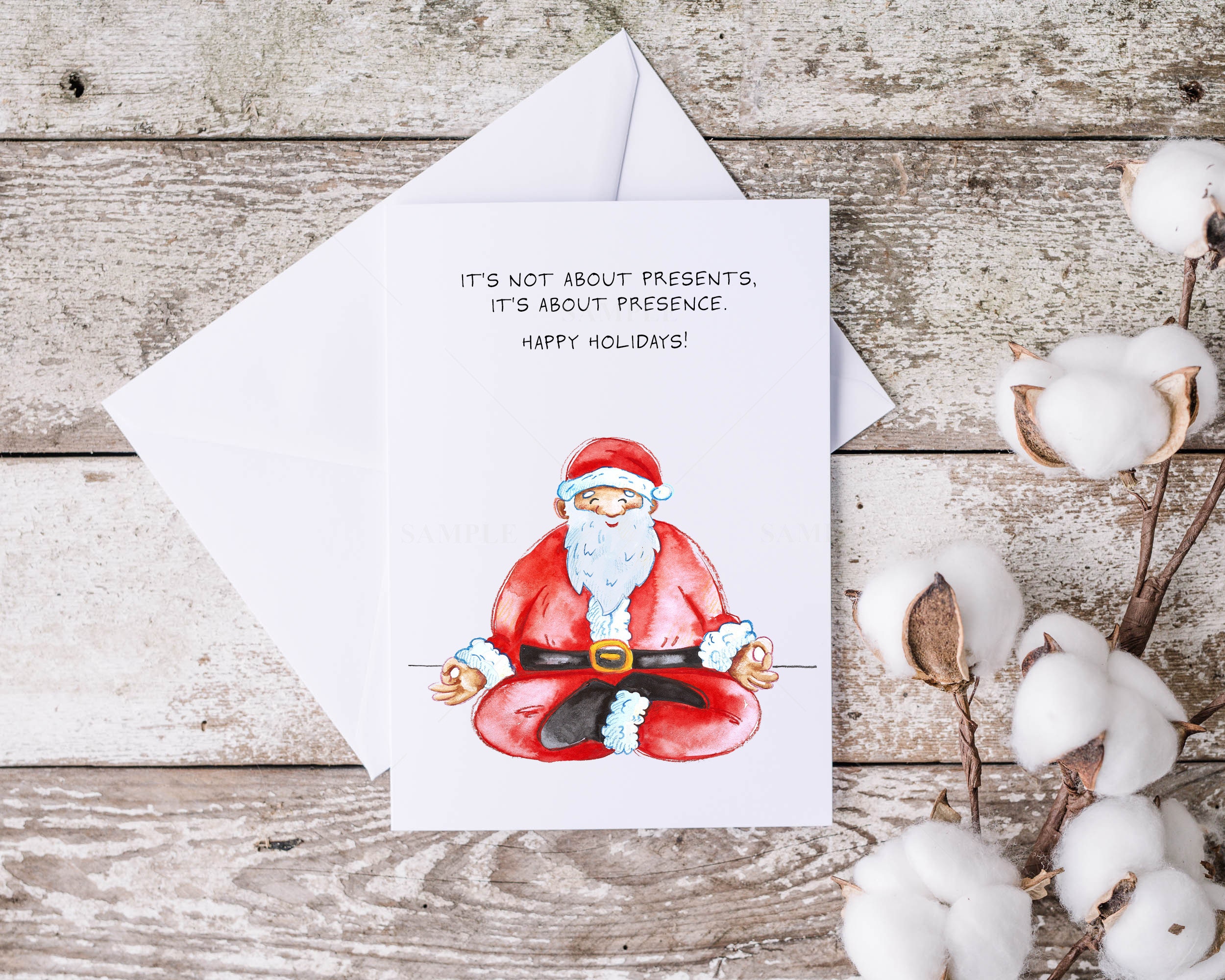 Santa Claus Yoga Christmas Card Yoga Holiday Card Yoga Greeting Card ...