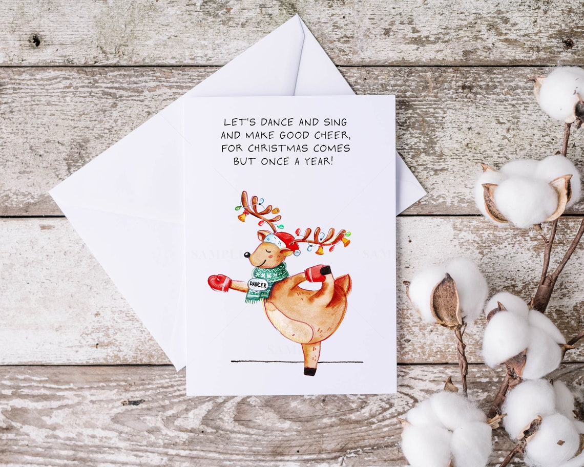 Reindeer Yoga Christmas Card Yoga Holiday Card Yoga Greeting Card Lord ...